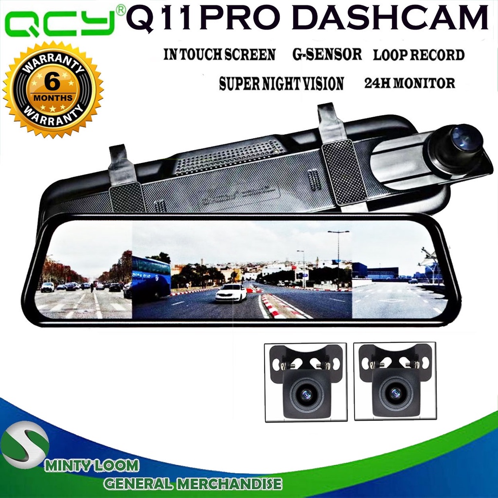 NEW QCY Q11 PRO 9.66' FHD FULL SCREEN THREE RECORDING THREE DISPLAY DVR ...