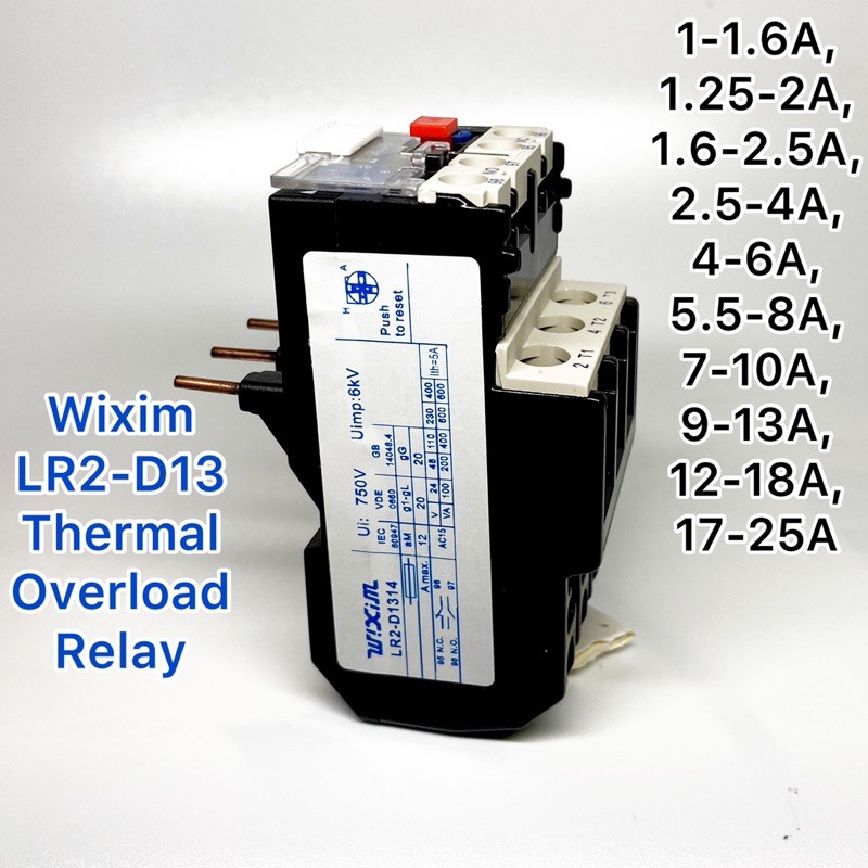 Wixim LR2D13 1A to 25A Overload Relay for Magnetic Contactor | Shopee ...