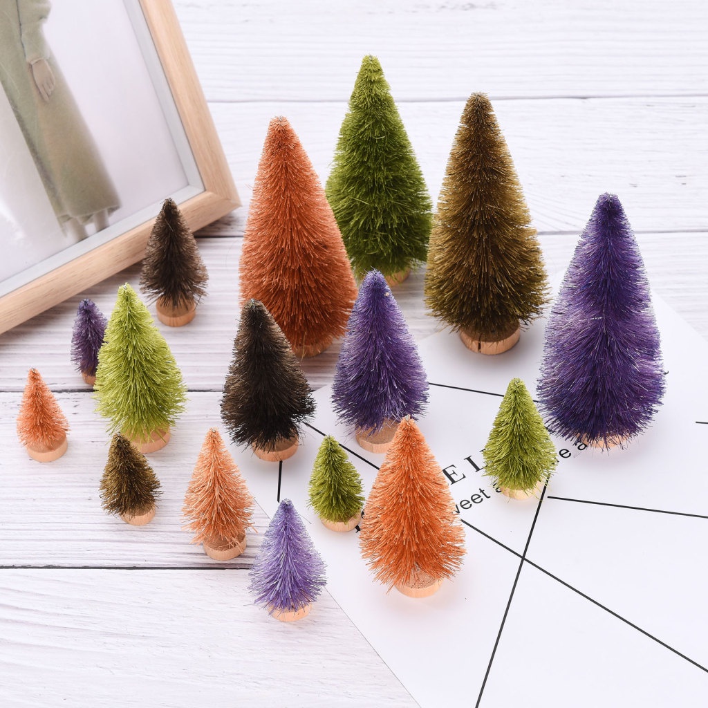 [EPAY] 4pcs Artificial Mini Christmas Trees Wooden Bases Table Decor ...