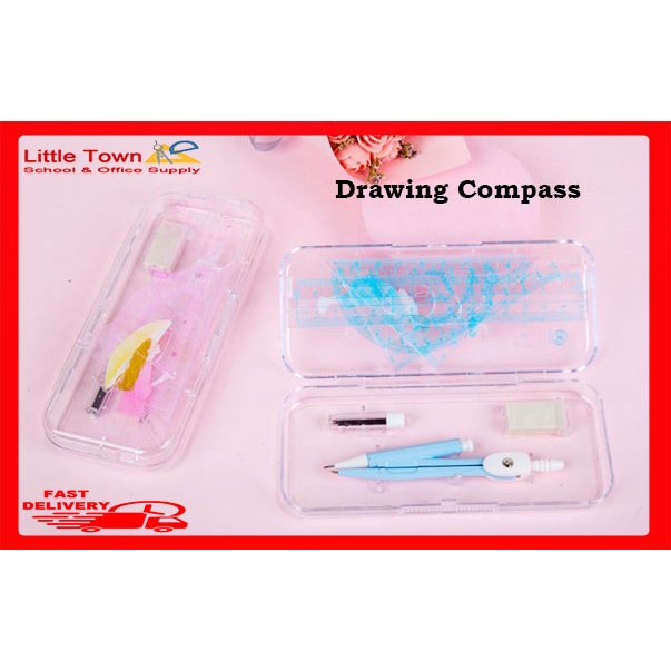 Metal Compasses Student Stationery Ruler Triangle Protractor Compass ...