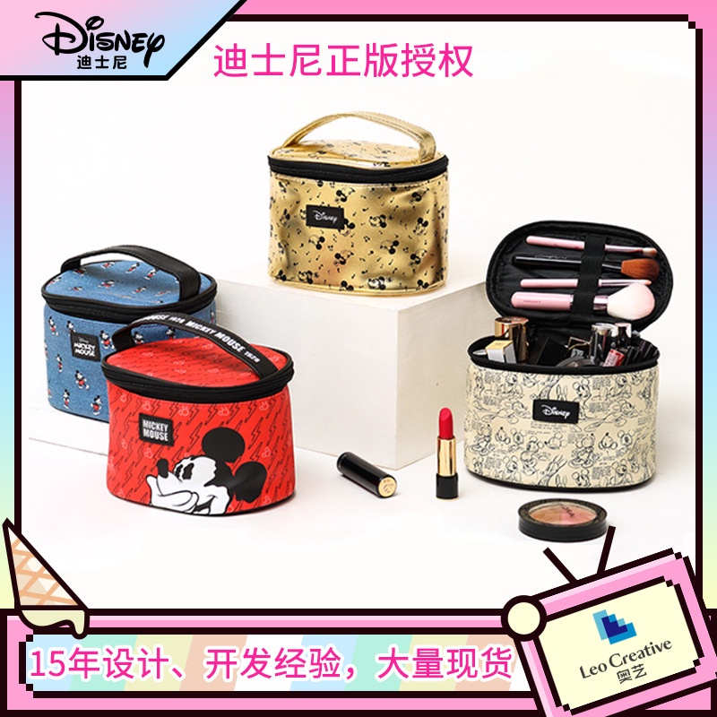 Disney waterproof Pu mickey minnie portable drum cosmetic bag cartoon ...