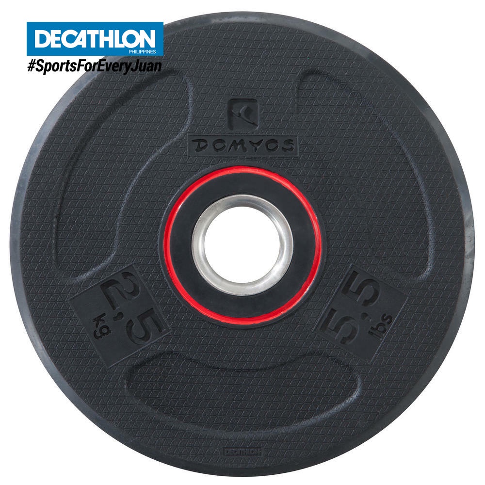 Decathlon Domyos Rubber-coated Weight Training Disc Weight 28 mm 2.5 kg ...