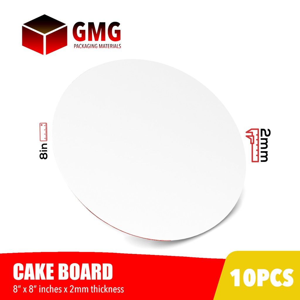 Cake Board Round 8 inches Diameter Laminated Hardboard (10pcs) | Shopee ...