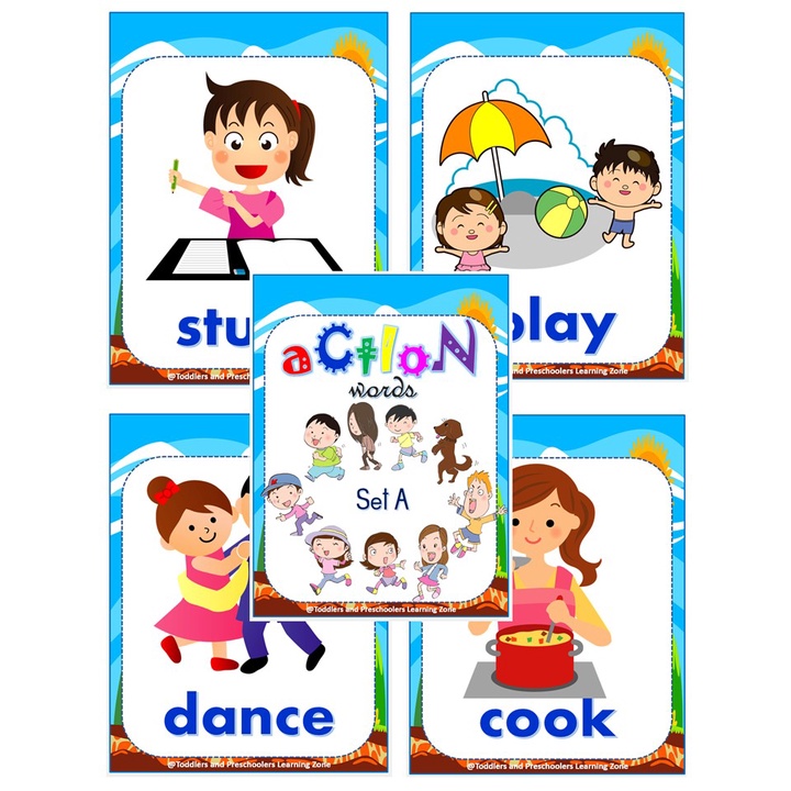 Action Words Flashcards | Verbs | 50 cards | Laminated | Circular ring ...