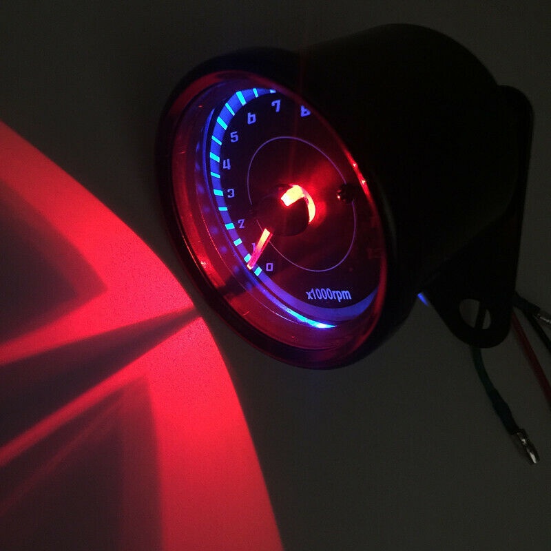 MOTORCYCLE RPM METER 12V TACHOMETER METER LED BACKLIGHT 13K RPM SHIFT ...