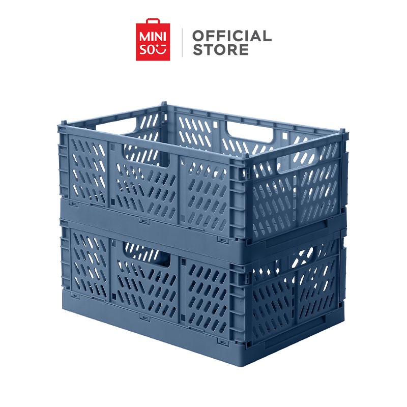 MINISO Foldable Storage Basket, M (2 pcs) (Grayish Blue) | Shopee ...