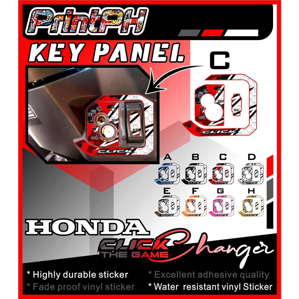 Key Panel Printed Decals Sticker For Honda Click | Shopee Philippines