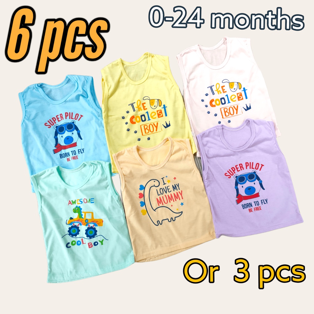 6 PCS SANDO / MUSCLE CUT 0-2 YRS OLD | Shopee Philippines