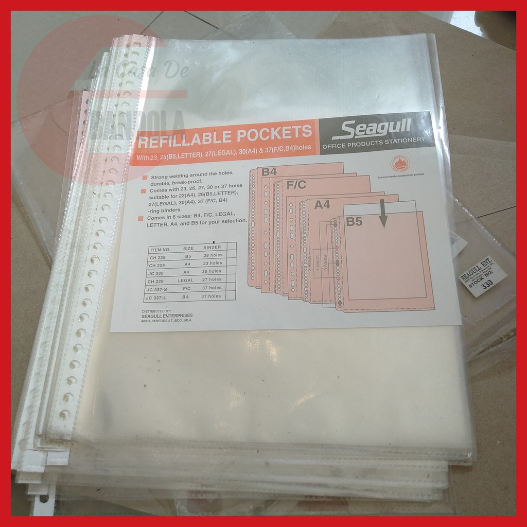 10 PCS REFILL FOR SHORT CLEAR BOOK FOLDER/PORTFOLIO (sold per set ...