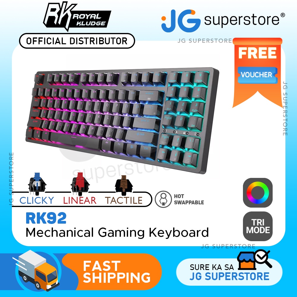 Royal Kludge RK RK92 RGB 92 Keys Tri-Mode BT 5.1, Wired, 2.4Ghz ...
