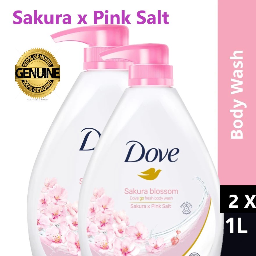 2 X DOVE SAKURA BLOSSOM with Pink salt (1L) BUNDLE OF .100% Original ...