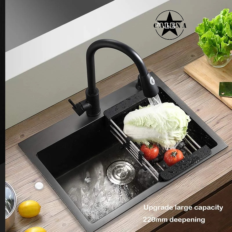 Black Nano kitchen sink55cmx45cmx20cm 65cm x 45cm x 20cm 304 stainless ...