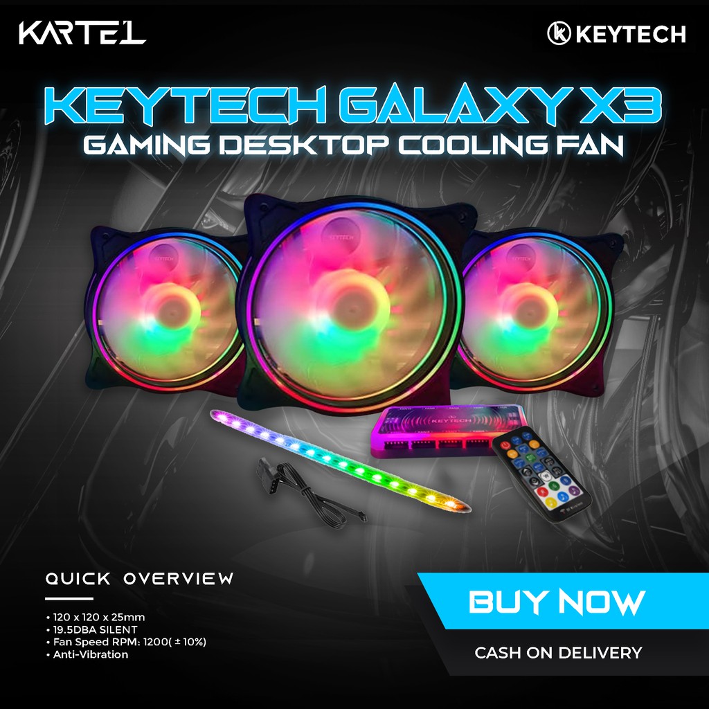 Keytech GALAXY X3 3-Fans ARGB 120mm + 1 LED Strip RGB Package | Shopee ...