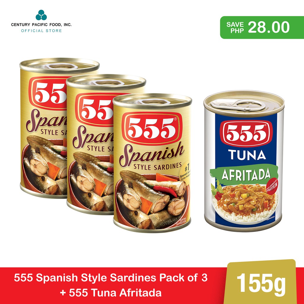 555 Spanish Style Sardines Pack of 3 + 555 Tuna Afritada 155g | Shopee ...