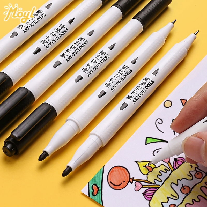M&G Black Double-ended Marker Pen Art Children Painting Hook Pen ...
