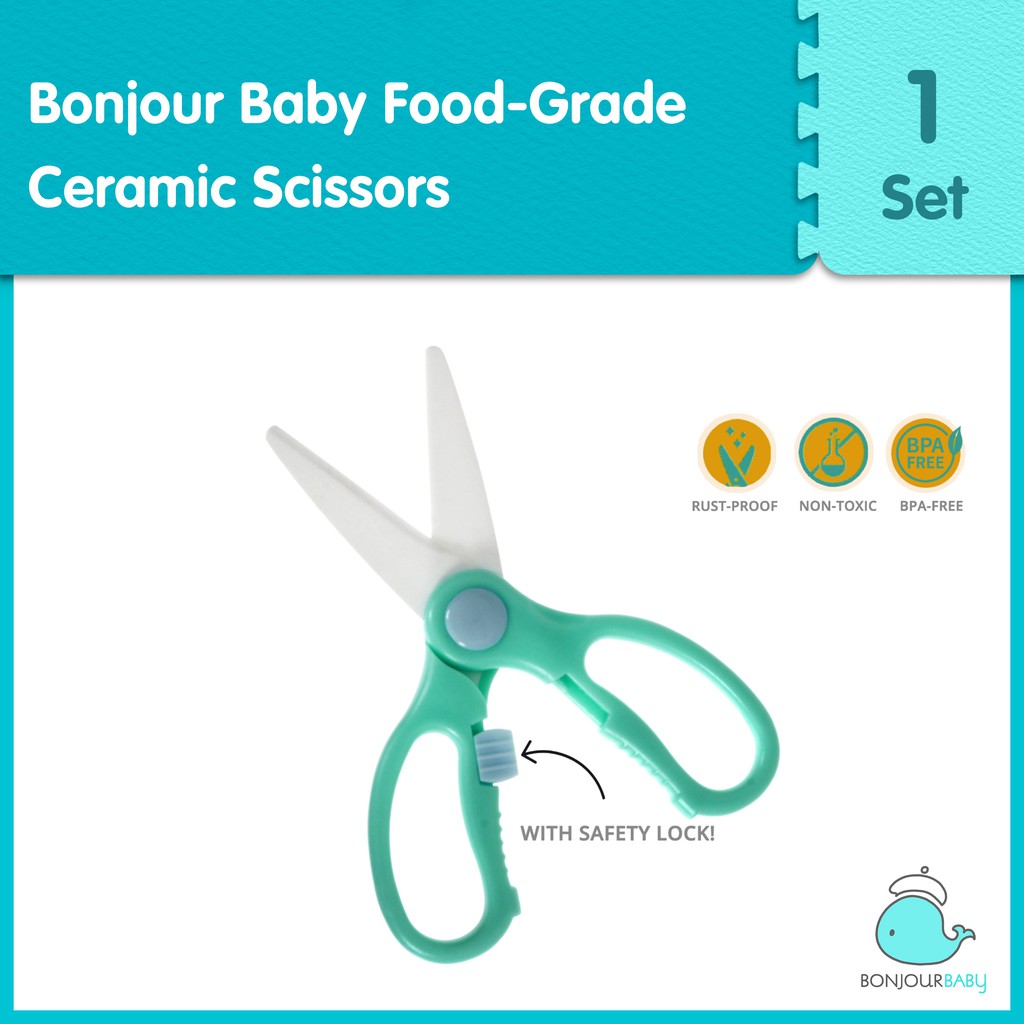 Bonjour Baby Ceramic Food Scissors with Safety Lock | Shopee Philippines