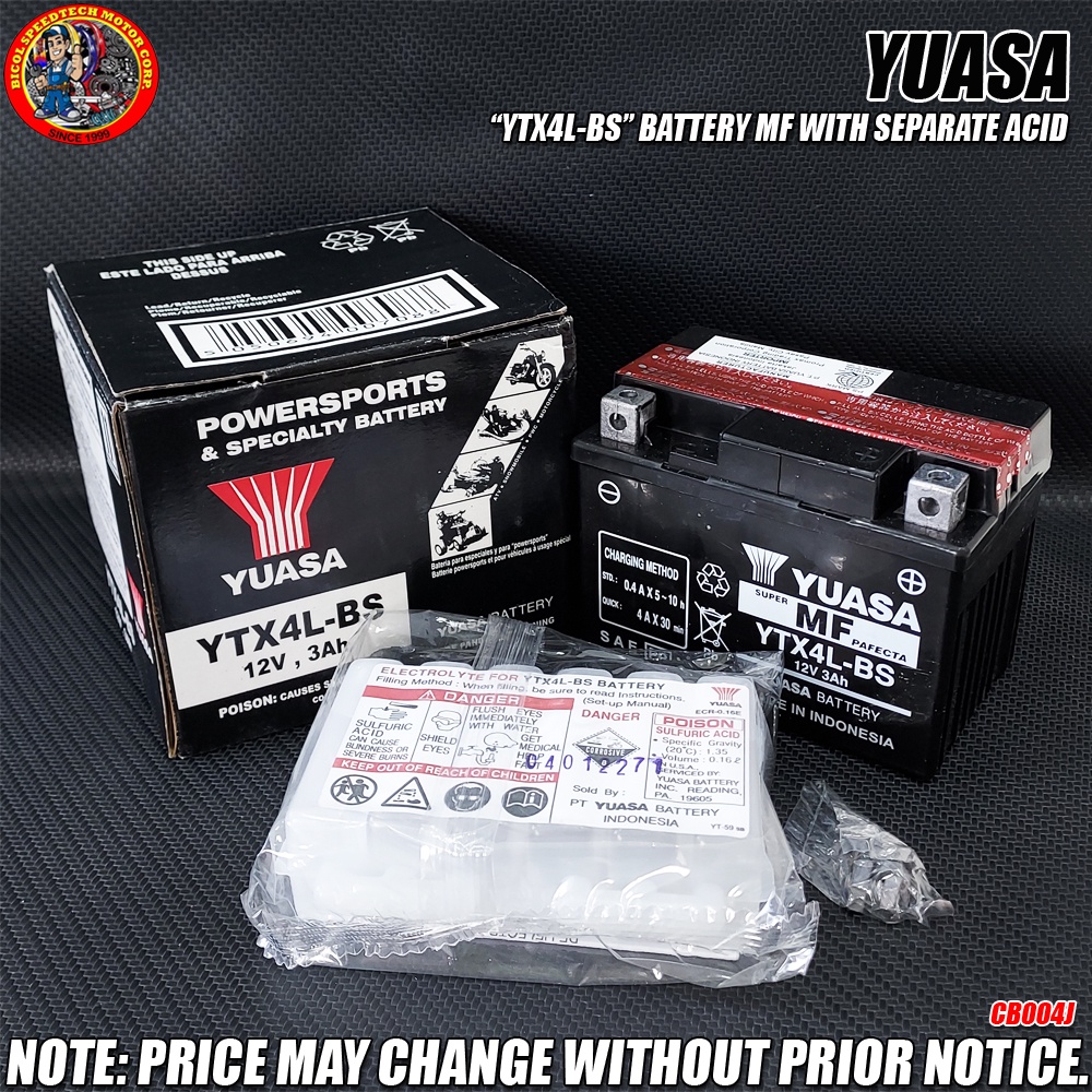 YUASA "YTX4L-BS" BATTERY MF WITH SEPARATE ACID (CB004J) | Shopee ...