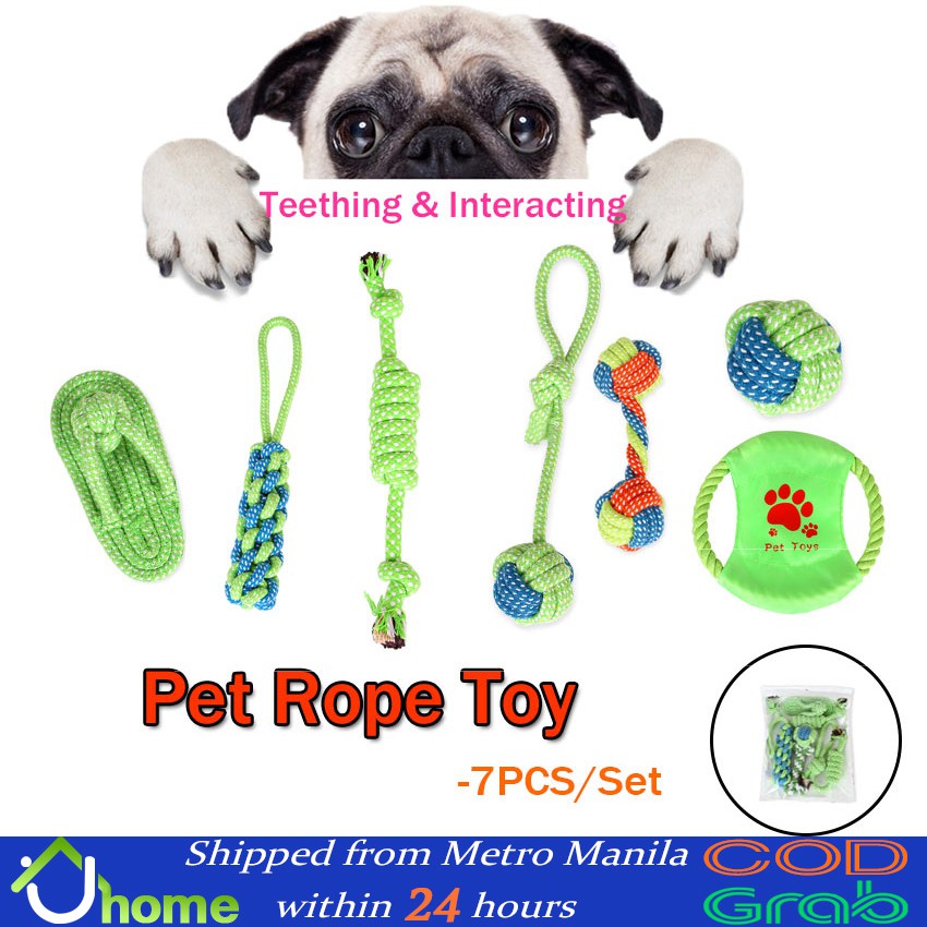 【SOYACAR】7PCS/set Pet Rope Toy Dog Tooth Cleaning Colorful Dog Bite ...