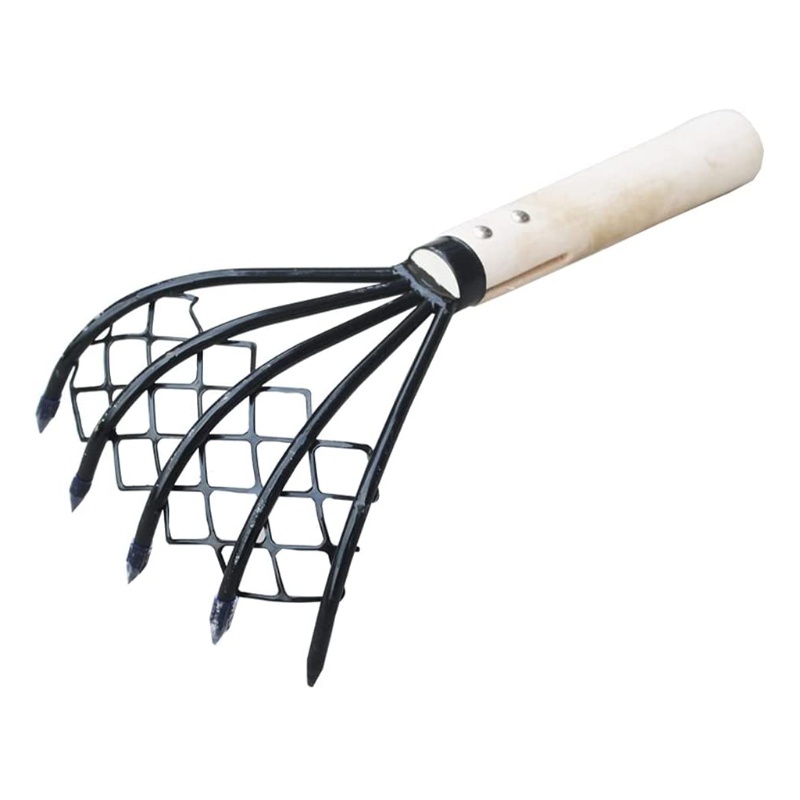 EV Sturdy Compact Claw Rake with Mesh Net 15 Inch Hand Rake Clam Fork ...