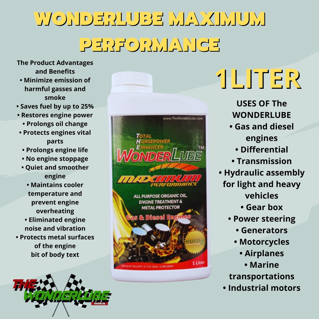 WONDERLUBE 1LITER | The Maximum Performance | Engine Oil Additives for ...