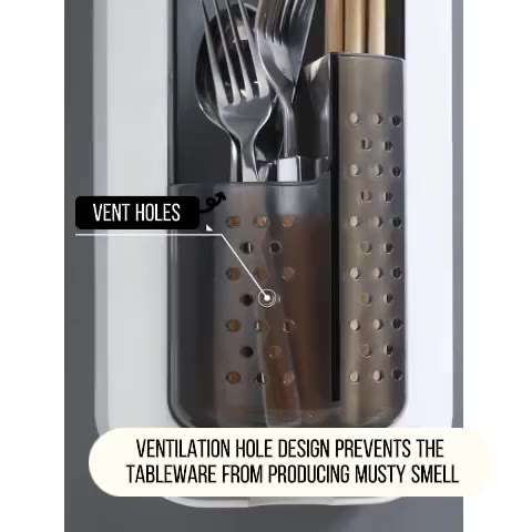 Rotating Utensils Spoon Fork Holder Organizer Storage Drainer Sticker ...