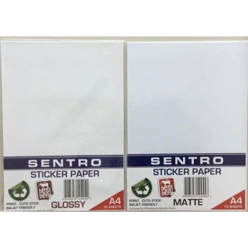 Sentro Sticker Paper Matte & Glossy (A4) 10pcs/pack | Shopee Philippines