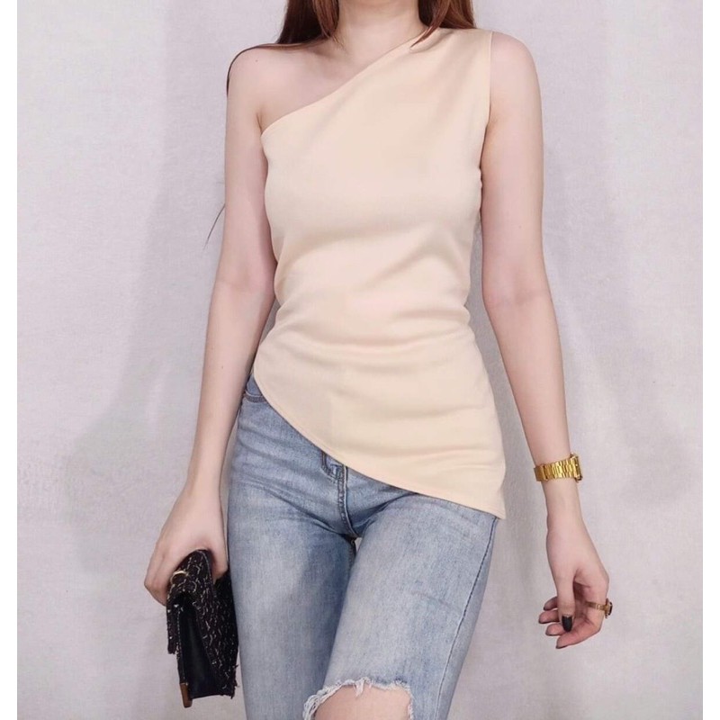 ONE SIDED SLEEVELESS BLOUSE | Shopee Philippines