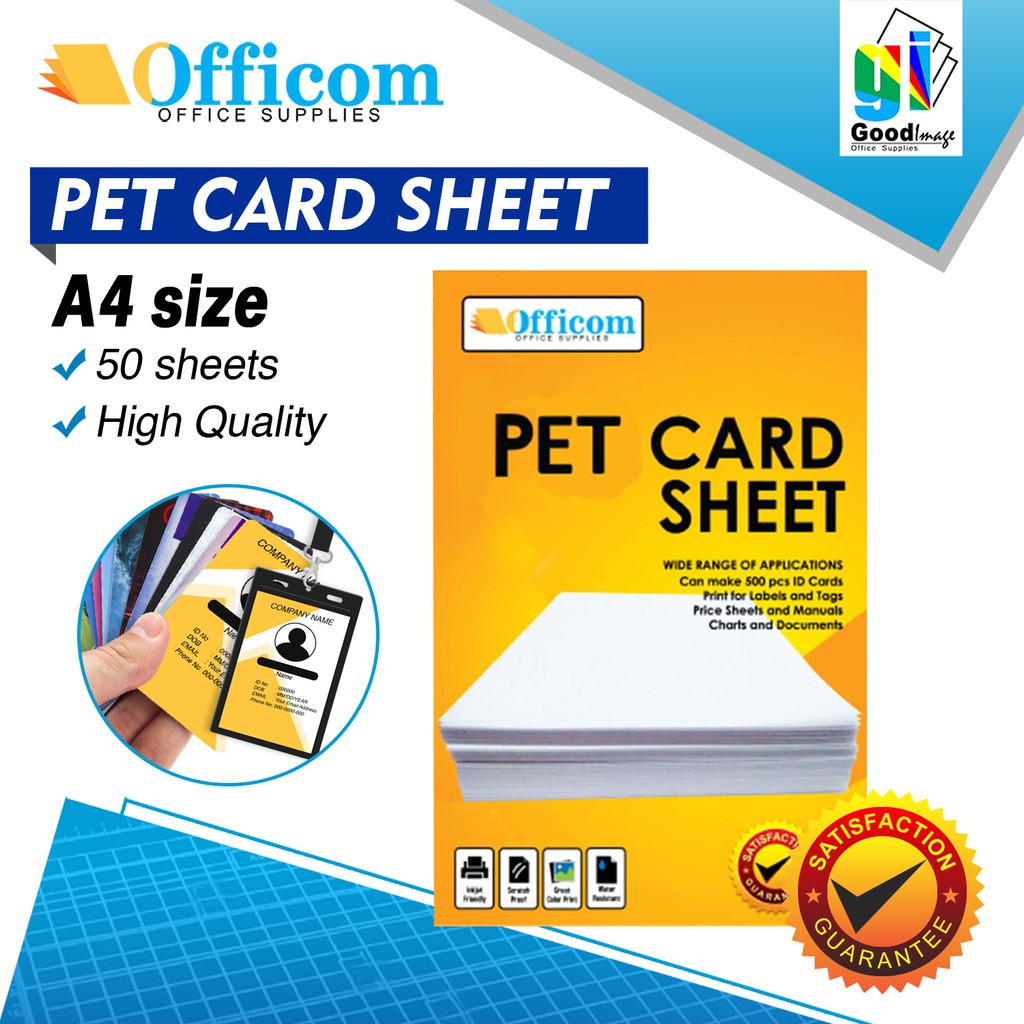 Officom PET Card Sheet A4 Size High Glossy 50Sets/Pack | Shopee Philippines