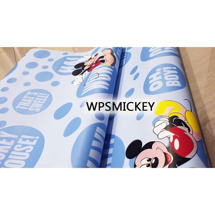 Wpsmickey Blue Mickey Mouse Wallpaper Walpaper Sticker Wall | Shopee ...