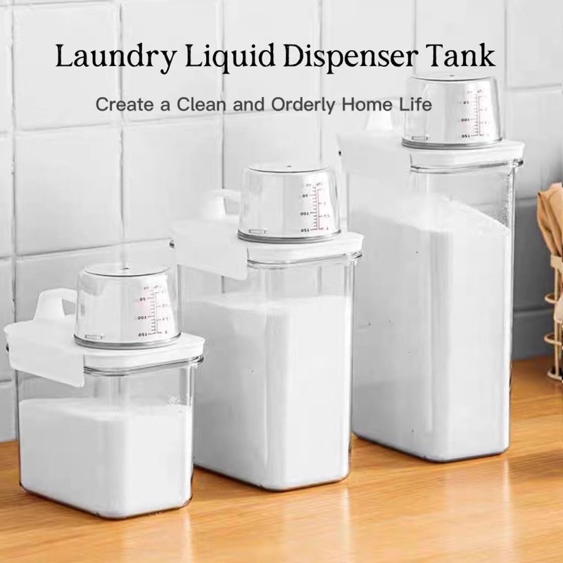 Liquid Detergent Dispenser Laundry Organizer Jar Storage Airtight ...
