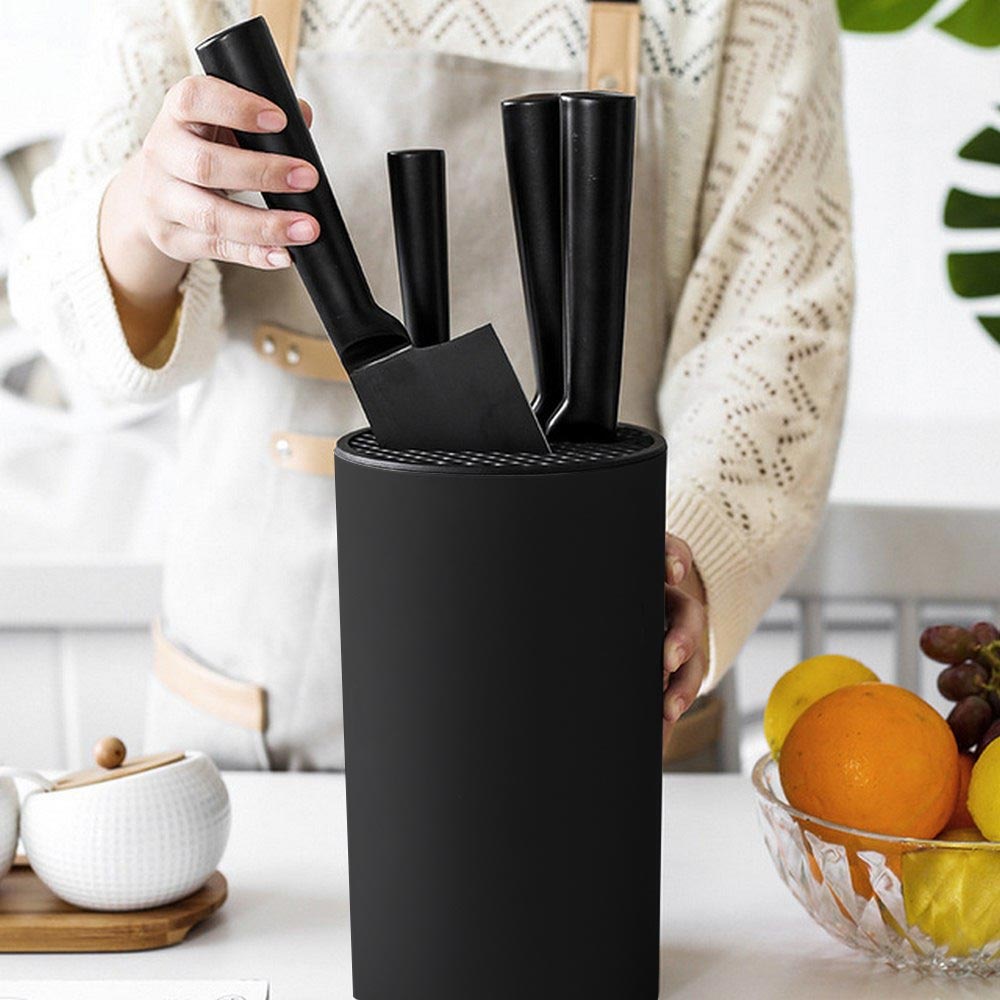 Knife Block Holder, Universal Knife Block without Knives, Round Black ...