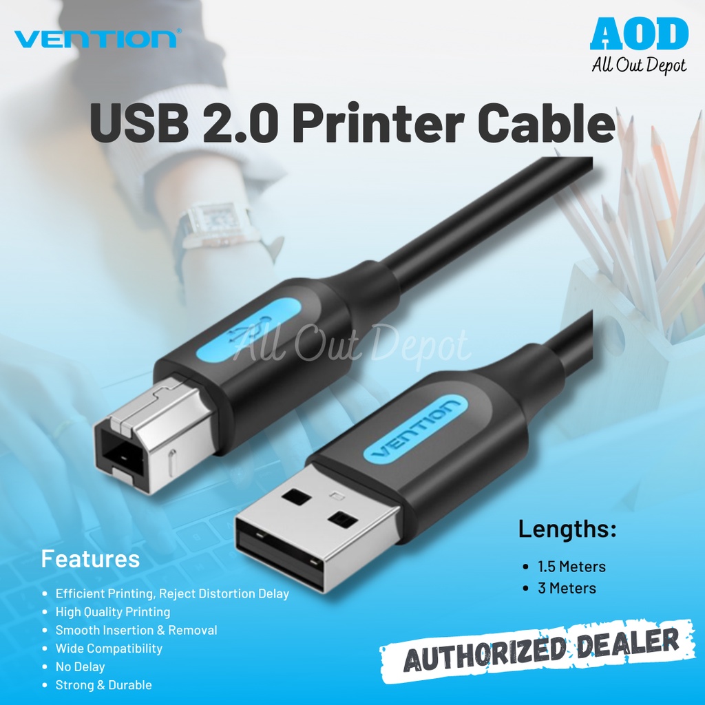VENTION USB 2.0 Printer Data Cable USB A Male to USB B Male Connection ...