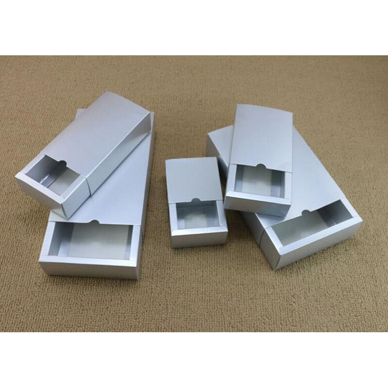 10pcs Slide Drawer Box Gold/Silver/Black/White/Kraft Carton Packaging ...