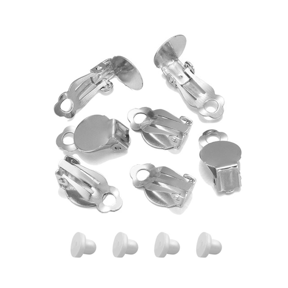 10 Pieces (5 Pairs) Clip-On Earrings Cushion Base Round Tray No Need ...