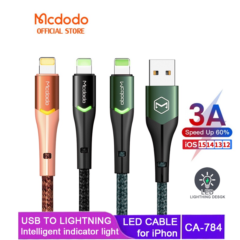 Mcdodo fast charge USB Cable LED USB TO LIGHTN Compatible with iPhon 13 ...