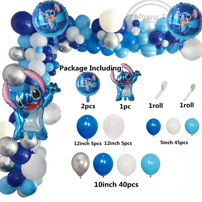 1 Set Lilo Stitch Arch Kit Garland Foil Helium Balloon Baby Shower ...