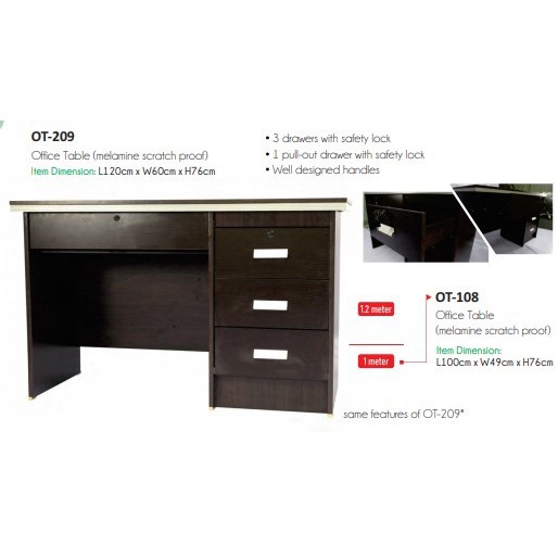 FLRCC Office Table With Center and Side Drawer | Shopee Philippines