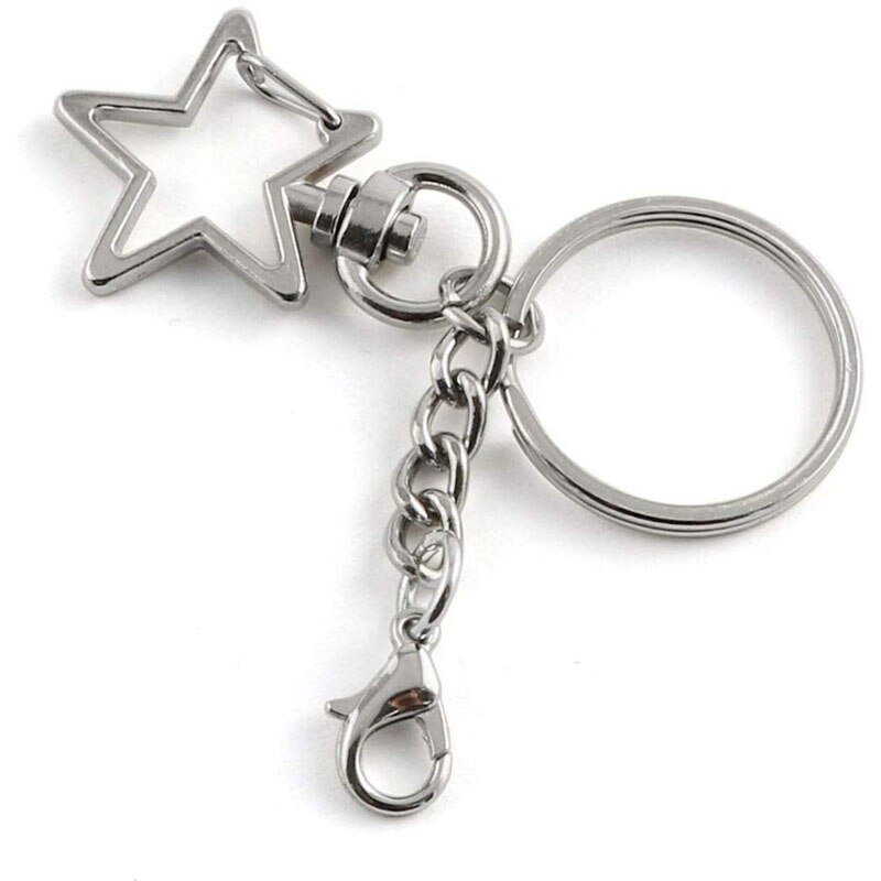 5pcs Star Spring Snap Clip Metal DIY Keychains Accessories Creative ...