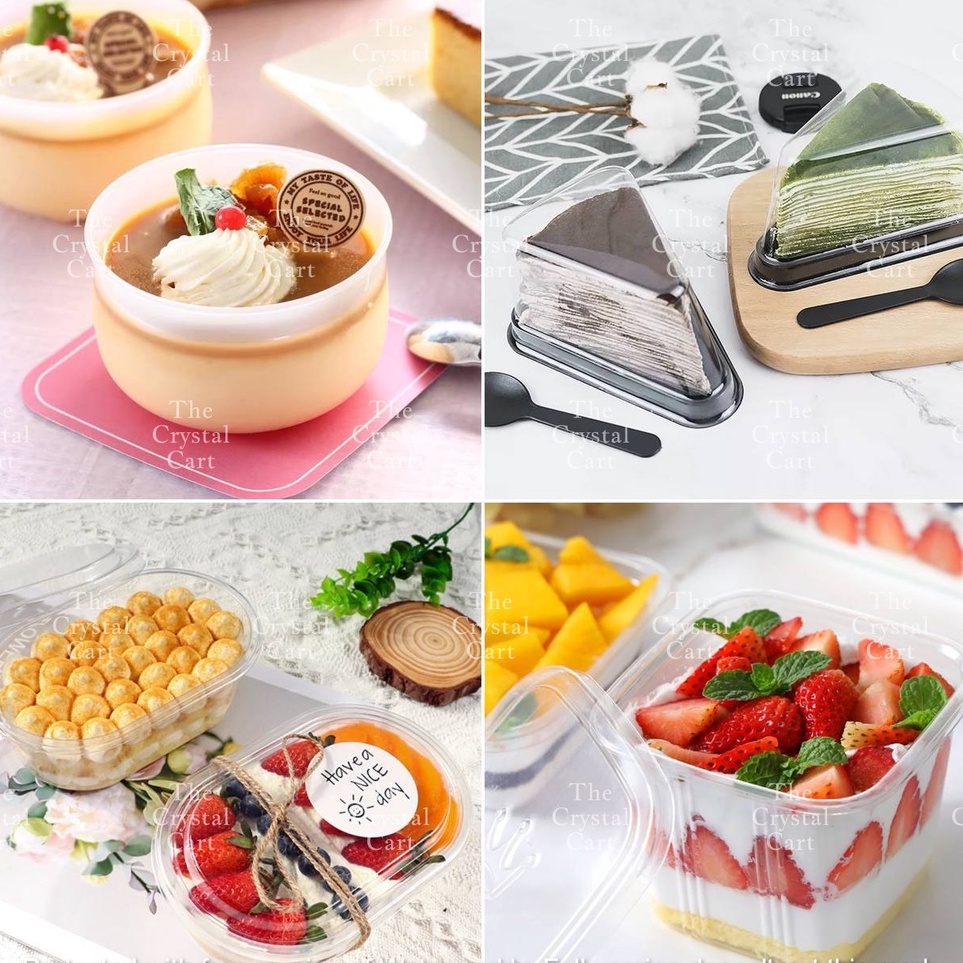 Transparent Oval Square Round Dessert Container Cake Mousse Pudding ...