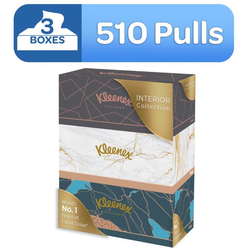 Kleenex Facial Tissue Designer Box 2ply 170 pulls x 3 boxes | Shopee ...