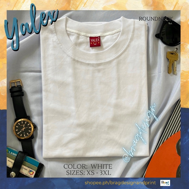YALEX White | ROUNDNECK | Red Label | Plain Shirt | Shopee Philippines