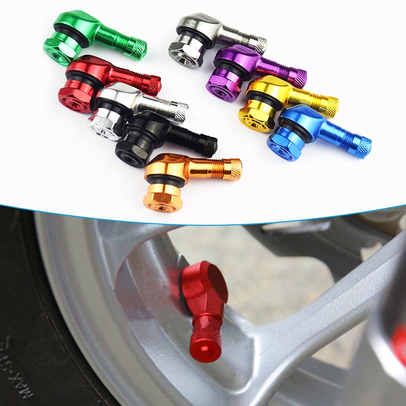 2pcs Motorcycle Rim Wheel Tire Valves Stem Cap 90 Degree Angle CNC ...