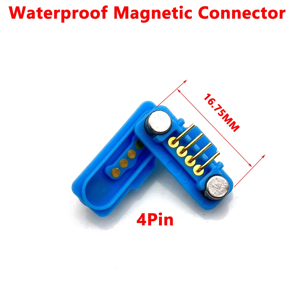 1set 4pin Waterproof Magnetic Pogo Pin Connector Curved Pin Male Female Spring Loaded Dc Signal