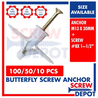 100/50/10/1 PC Butterfly Screw Expansion Anchor / Aircraft or Airplane ...
