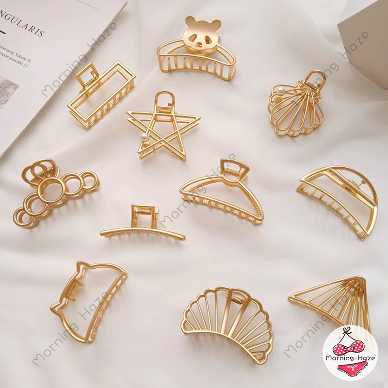 Korean Large Metal Claw Clips Pearl Hair Catch Clip Women Elegant Hair ...