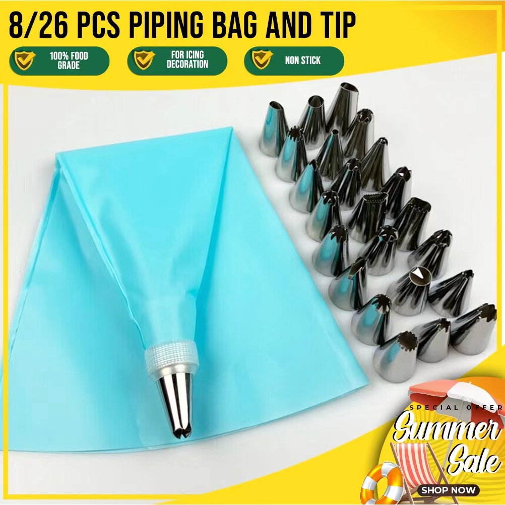 26 PCS Piping bag and tip set Stainless Piping Bag Nozzle with Piping Tip Cake Decorating Tools ...