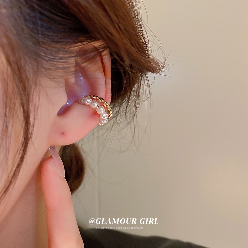 Pearl Geometric Double Layer Single Ear Bone Clip Simple Small ...