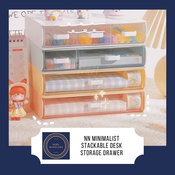 NN Colorful Minimalist Multi-Functional Stackable Desktop Desk Drawer Stationery Storage ...