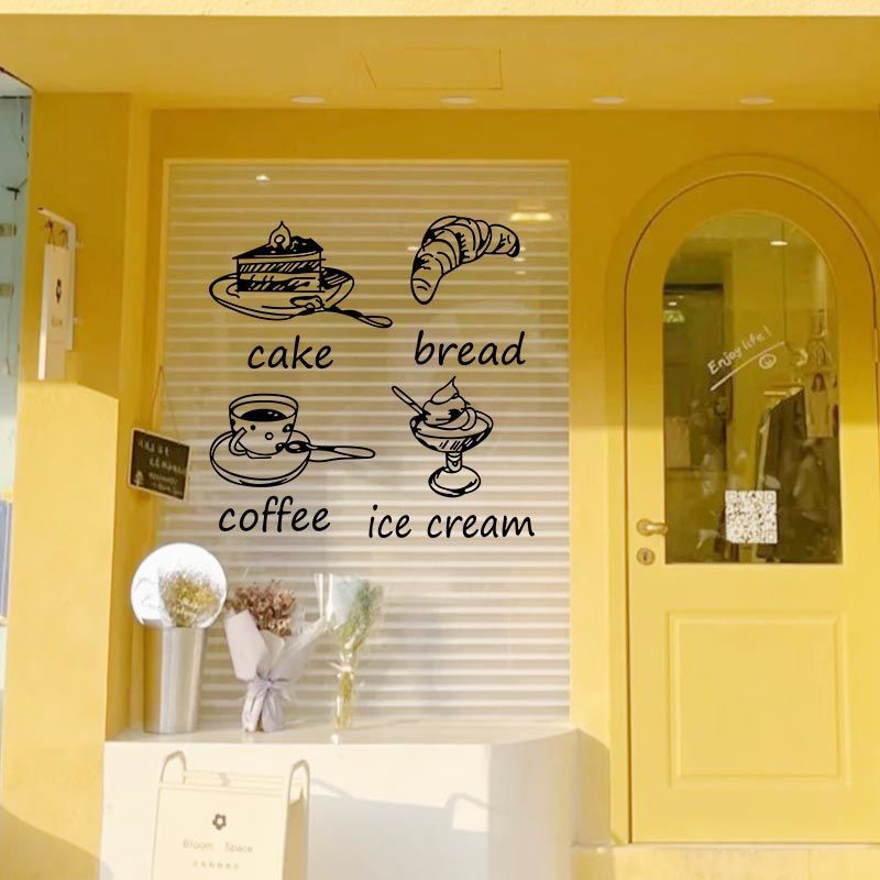 Hand Drawn Line Style Coffee Bakery Cake Shop Dessert Shop Background ...