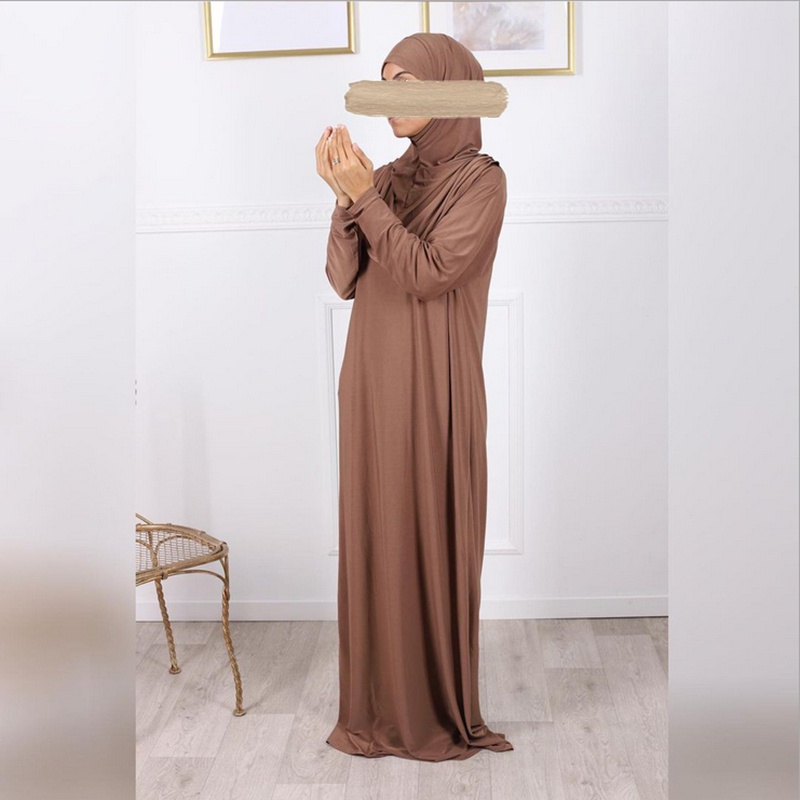Ramadan Muslim One Piece Prayer Hijab Dress Garment Jilbab Women Hooded
